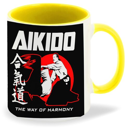Кружка желтая CoolPodarok Aikido (Айкидо)