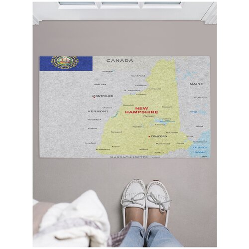 Придверный коврик в прихожую JoyArty "Карта Штат Нью-Гемпшир" для обуви, на резиновой основе, 75x45 см