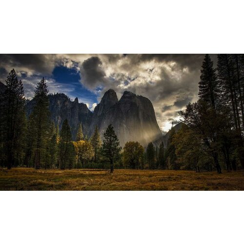 Картина на холсте 60x110 Альянс Лес "Yosemite National Park трава" на подрамнике / интерьер/ декор