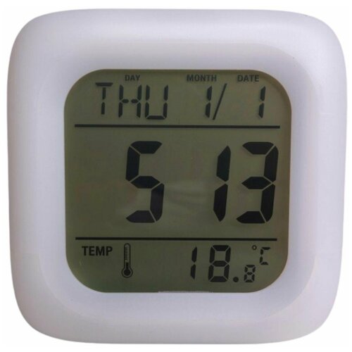 Часы-будильник метеостанция с переливающейся подсветкой 7 цветов, Светодиодный цифровой будильник + батарейки В комплекте