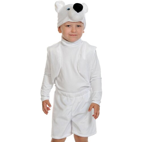 Карнавальный костюм "Мишка белый" плюш-лайт, жилет, рост 92-116