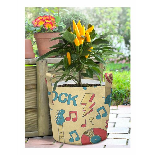 Текстильный мешок горшок для рассады и цветов, из войлока гроубэг "Люблю музыку" 27 л, серия Мужские праздники