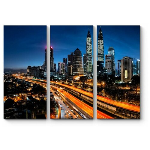 Модульная картина Пробуждающийся Куала-Лумпур на рассвете 140x100