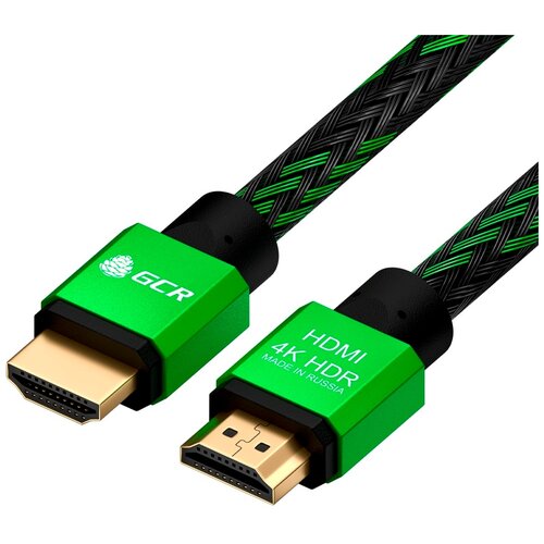 Кабель GCR HDMI - HDMI (GCR-HM481), 3 м, 1 шт., зеленый/черно-зеленый
