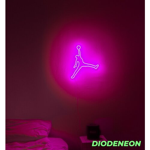 DIODENEON / Неоновый светильник - Баскетболист 40х38 см, неоновая вывеска, гибкий неон, ночник. Розовый
