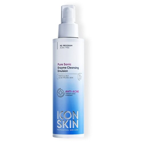 ICON SKIN / Очищающая энзимная пенка-эмульсия для умывания с энзимами Pure Sonic для смешанной, жирной и проблемной кожи, 150 мл
