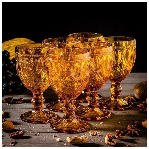 Набор бокалов из стекла Magistro «Варьете», 320 мл, 6 шт, цвет жёлтый