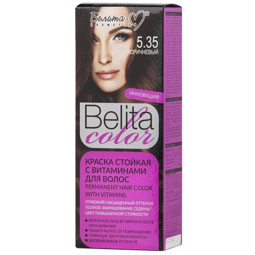 Белита-М Belita Color Стойкая краска для волос, 5.35 коричневый, 60 мл