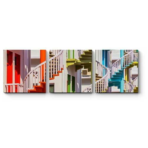 Модульная картина Яркие винтовые лестницы130x43