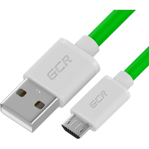 GCR QC Кабель 0.3m MicroUSB, быстрая зарядка, зеленый TPE, белые коннекторы, 28/22 AWG, GCR-53282 Кабель Greenconnect 0.3 м (GCR-53282)
