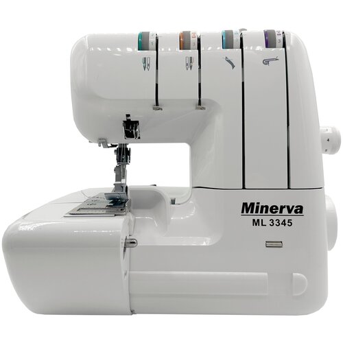 Оверлок Minerva ML 3345 / Оверлок для всех типов тканей / отключаемый нож / шов ролевый / шов Flatlock / 2.3.4 ниточный оверлок