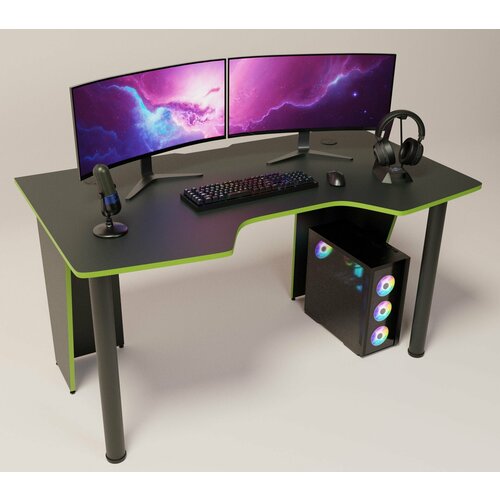 Игровой компьютерный стол FPS 140х78х73 Черно-зеленый