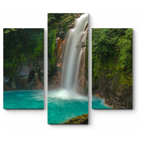 Модульная картина Лазурь вод затерянного водопада, Коста Рика100x90