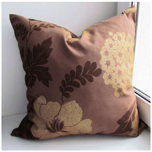 Чехол на декоративную подушку De"Jabo, 50х50, коричневый, с цветочным принтом