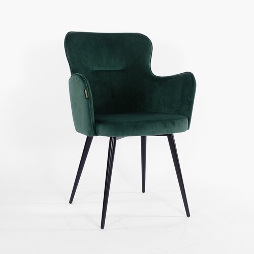 Стул Пьемонт темно-зеленый бархат ножки черные для дома/для гостиной/для столовой/для кафе/кухонный стул/стул кухонный