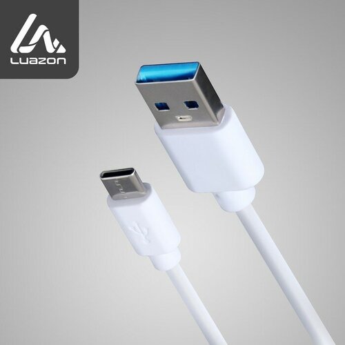 Кабель Luazon, Type-C - USB, 1 А, 1 м, белый, 2 штуки