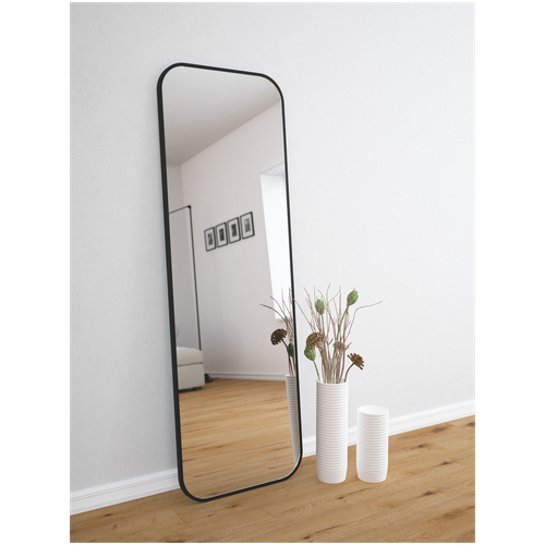 Зеркало напольное/настенное в полный рост прямоугольное в черной матовой раме из МДФ 150х50 см
