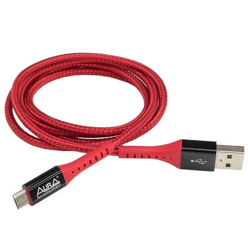 MicroUSB зарядный кабель AurA TPC-UM7R (в полиэстеровой оболочке, красный, 1,2 метра)