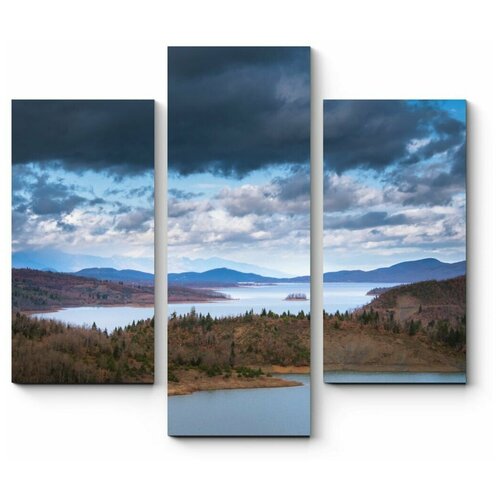 Модульная картина Пейзаж в оттенках голубого 90x81