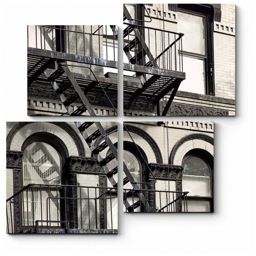 Модульная картина История Нью-Йорка в зданиях 80x80