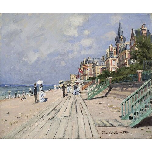 "Пляж в Трувиле", Моне, Клод, картина (репродукция) (55х45 см / на подрамнике)