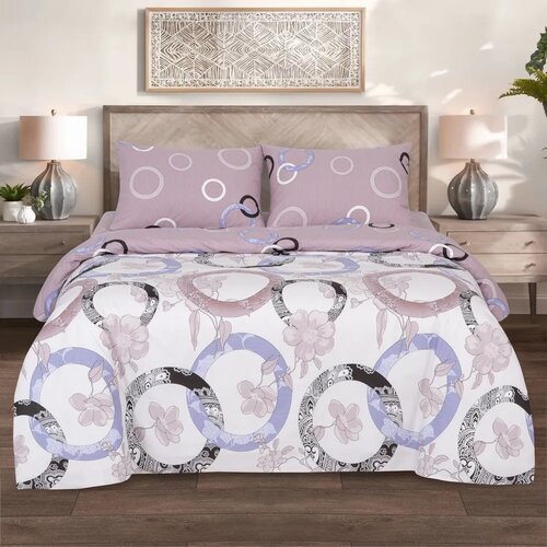 Комплект постельного белья АртПостель De Luxe Мелодия, 1.5-спальное, поплин, бело-розовый