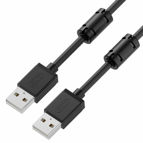 Кабель USB 2.0 AM / AM серия PROF ферритовые кольца для подключения компьютера ноутбука (GCR-AM6) черный 1.0м