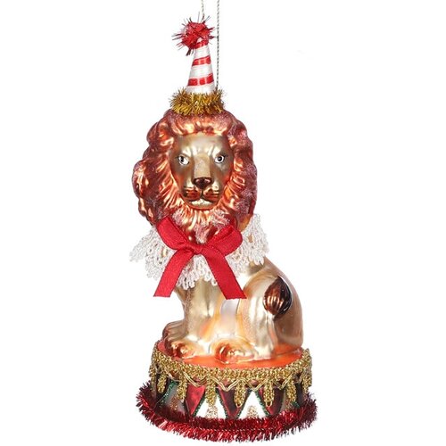 Edelman Стеклянная елочная игрушка Лев Август на барабане - Цирк Шапито 14 см, подвеска 1078555
