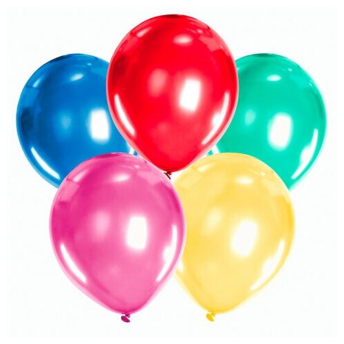 Воздушные шары Золотая Сказка, 10" (25см), металлик, 5 цветов, пакет, 10шт. (105010), 25 уп.