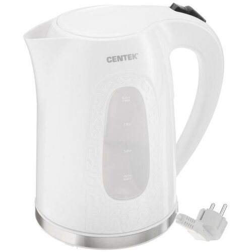 Чайник электрический Centek CT-0041, пластик, 2 л, 2200 Вт, внутренняя подсветка, белый