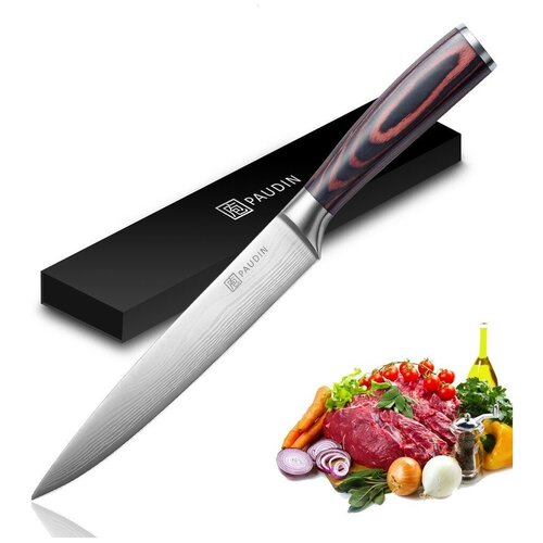 PAUDIN Pro Нож кухонный профессиональный шеф повара разделочный слайсер для мяса рыбы и овощей фруктов 20 см