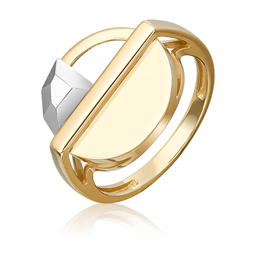 Кольцо PLATINA, комбинированное золото, 585 проба, родирование, размер 16, золотой, серебряный