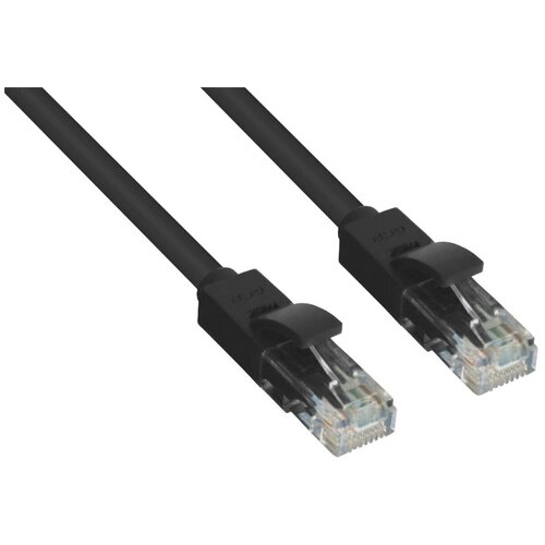 Кабель LAN для подключения интернета GCR cat5e RJ45 UTP 3м патч-корд patch cord шнур провод для роутер smart TV ПК черный литой