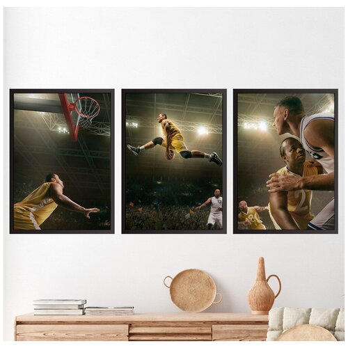 Набор плакатов "Баскетбол" / Формат А3 / 3 шт. (30х42 см) / Набор интерьерных постеров