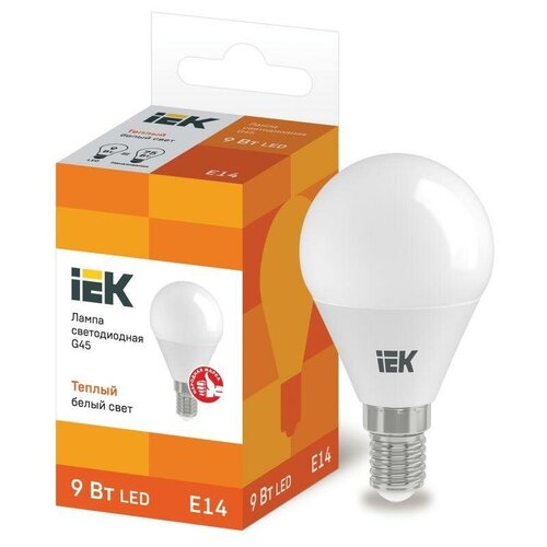 Лампа светодиодная ECO G45 9Вт шар 3000К E14 230В LLE-G45-9-230-30-E14 IEK (5шт.)
