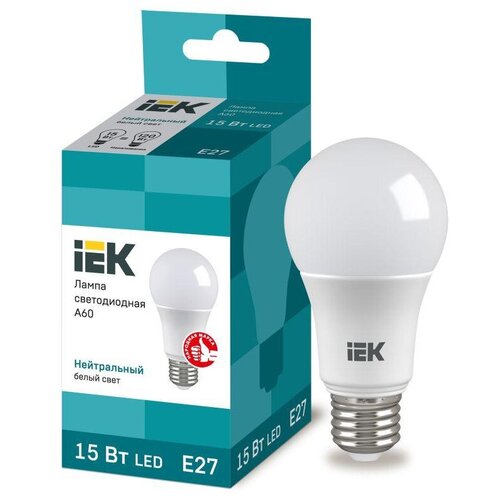 Лампа светодиодная ECO A60 15Вт грушевидная 230В 4000К E27, IEK LLE-A60-15-230-40-E27 (10 шт.)