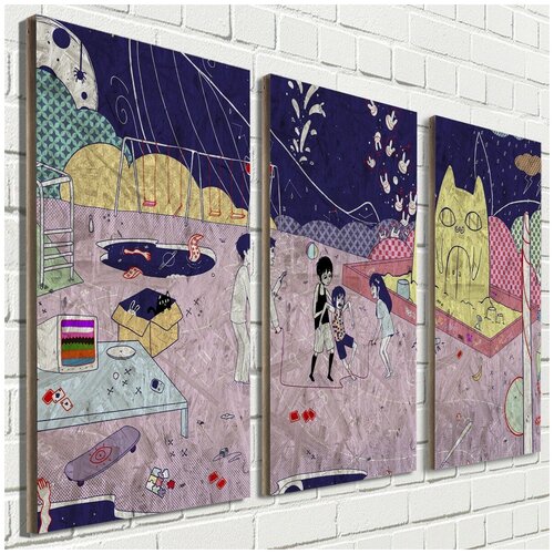 Модульная картина на рельефной доске ОСП Игры Omori ( Сюрреализм, Хоррор, Омори, Аниме) - 3070