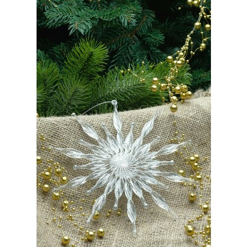Рождественское украшение (Снежинка) прозрачная 15 см