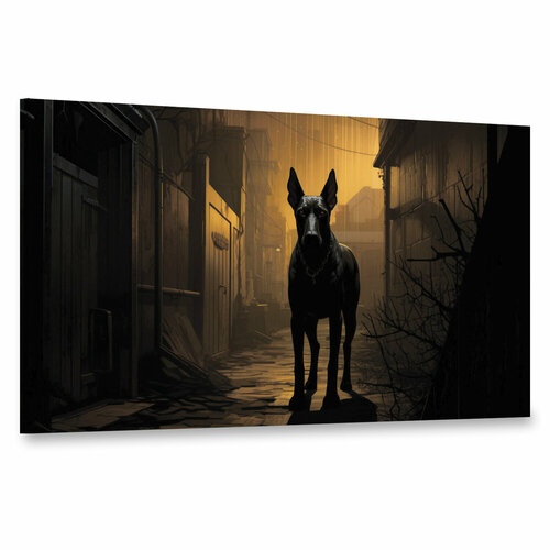 Интерьерная картина 100х60 "Доберман: час темных тайн"