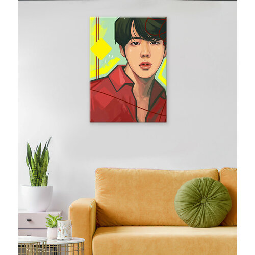 Картина/Картина на холсте/Картина на холсте для интерьера/Картина на стену/Картина в подарок для дома/- BTS Ким Сокджин яркий арт 20х30