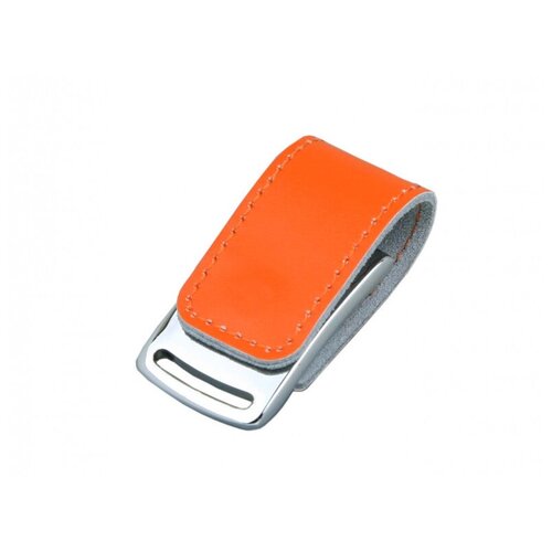 Кожаная флешка для нанесения логотипа с магнитным замком (4 Гб / GB USB 2.0 Оранжевый/Orange 216 Flash drive Vigo)