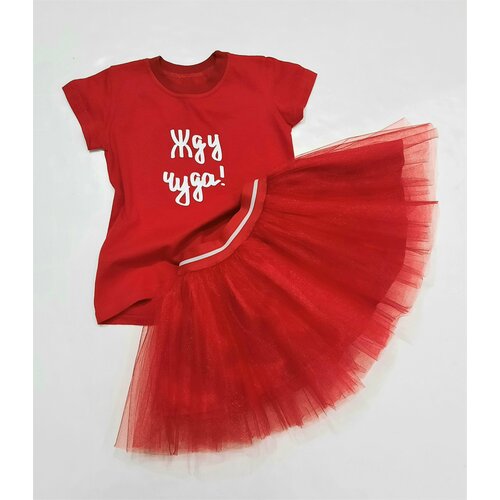 Праздничный комплект для девочки футболка и юбка-пачка / Детский нарядный комплект футболка и юбка пачка / Новогодний наряд для фотосессии 134