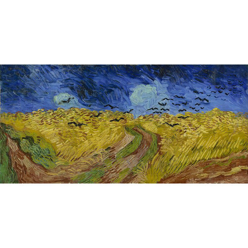 "Пшеничное поле с воронами", Ван Гог, Винсент, картина (репродукция) (90х43 см / на подрамнике)