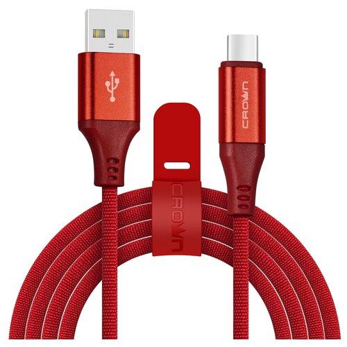 Кабель Crown CMCU-3103C, USB - USB Type-C, 2 А, 1 м, красный