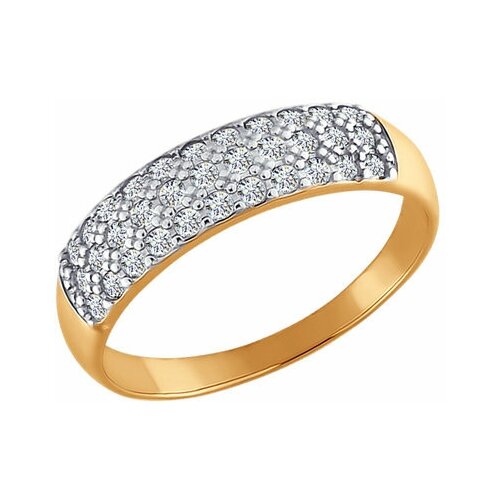 Кольцо Diamant online, красное золото, 585 проба, фианит, размер 16, бесцветный
