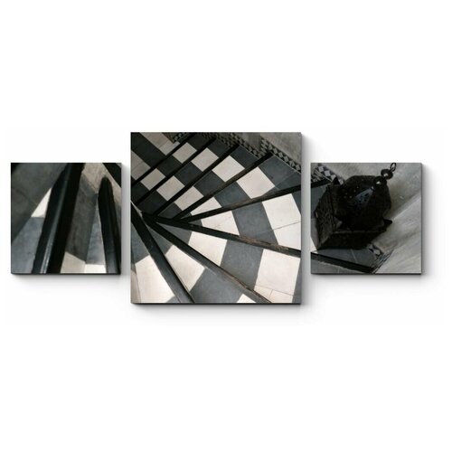Модульная картина Черно-белая лестница 120x51