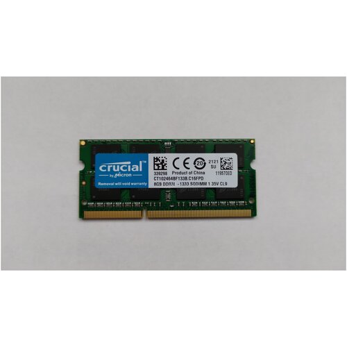 Оперативная память CRUCIAL DDR3L 8 ГБ 1333 MHz SO-DIMM PC3L-10600U 1x8 ГБ (CT102464BF133B. C16FPD) для ноутбука