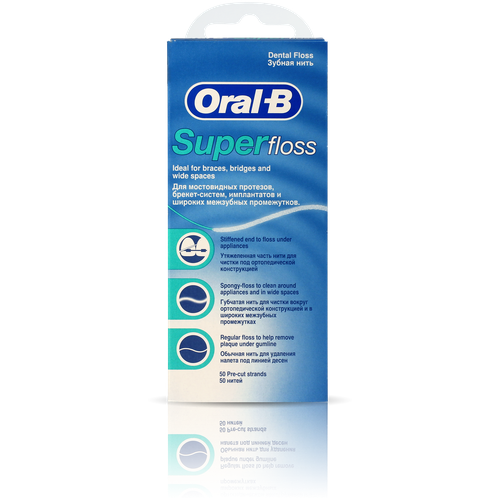 Oral-B Зубная нить Super Floss, 20 г, мята, белый