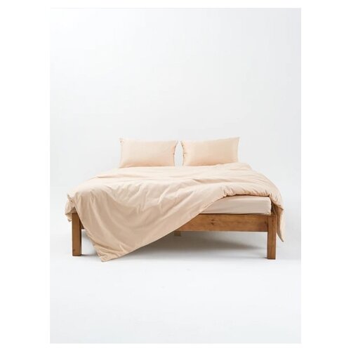 Комплект постельного белья GoodNight Pure однотонное, 2-спальное с европростыней, хлопок, бежевый