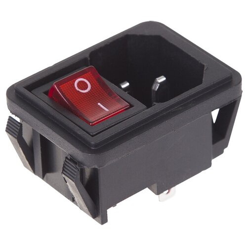 Разъем питания C14 3PIN с клавишным выключателем с красной подсветкой 250V 10А 10 шт REXANT